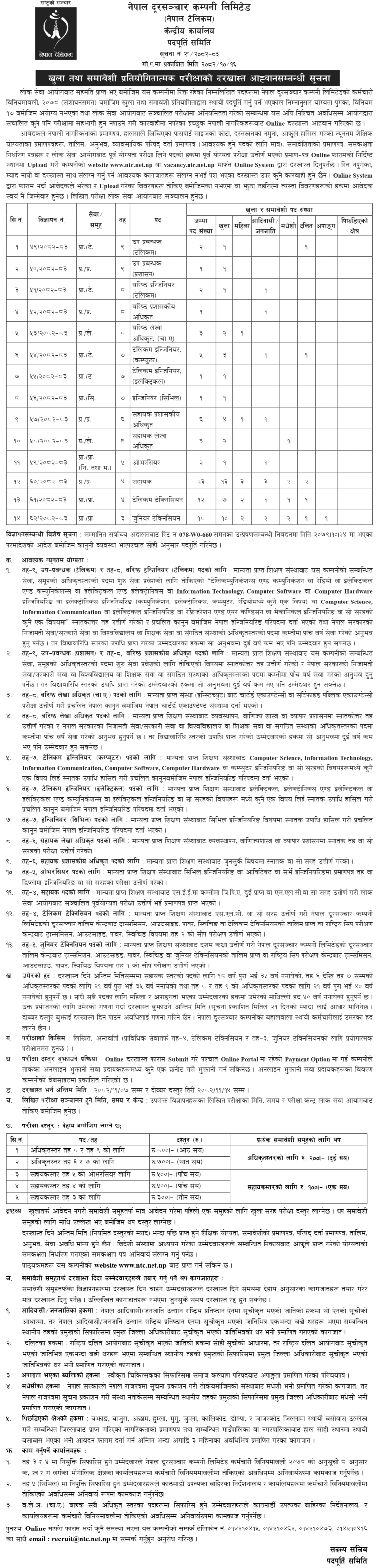 Nepal Telecom (NTC) Vacancy Notice 2082 – Complete Guide, Eligibility